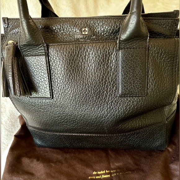 kate spade | Bags | Kate Spade Work Tote Black Pebble Leather With ...